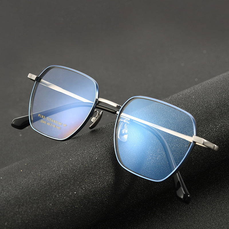 Geometric Titanium Metal Full Rim Prescription Glasses Spectacles Fram